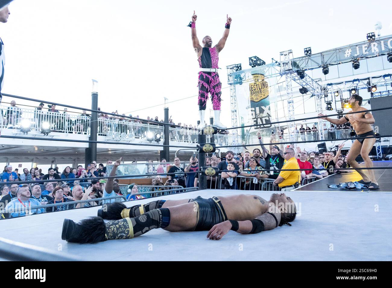 Jay Lethal, left, and Mason Madden are seen during Chris Jericho's Rock ...