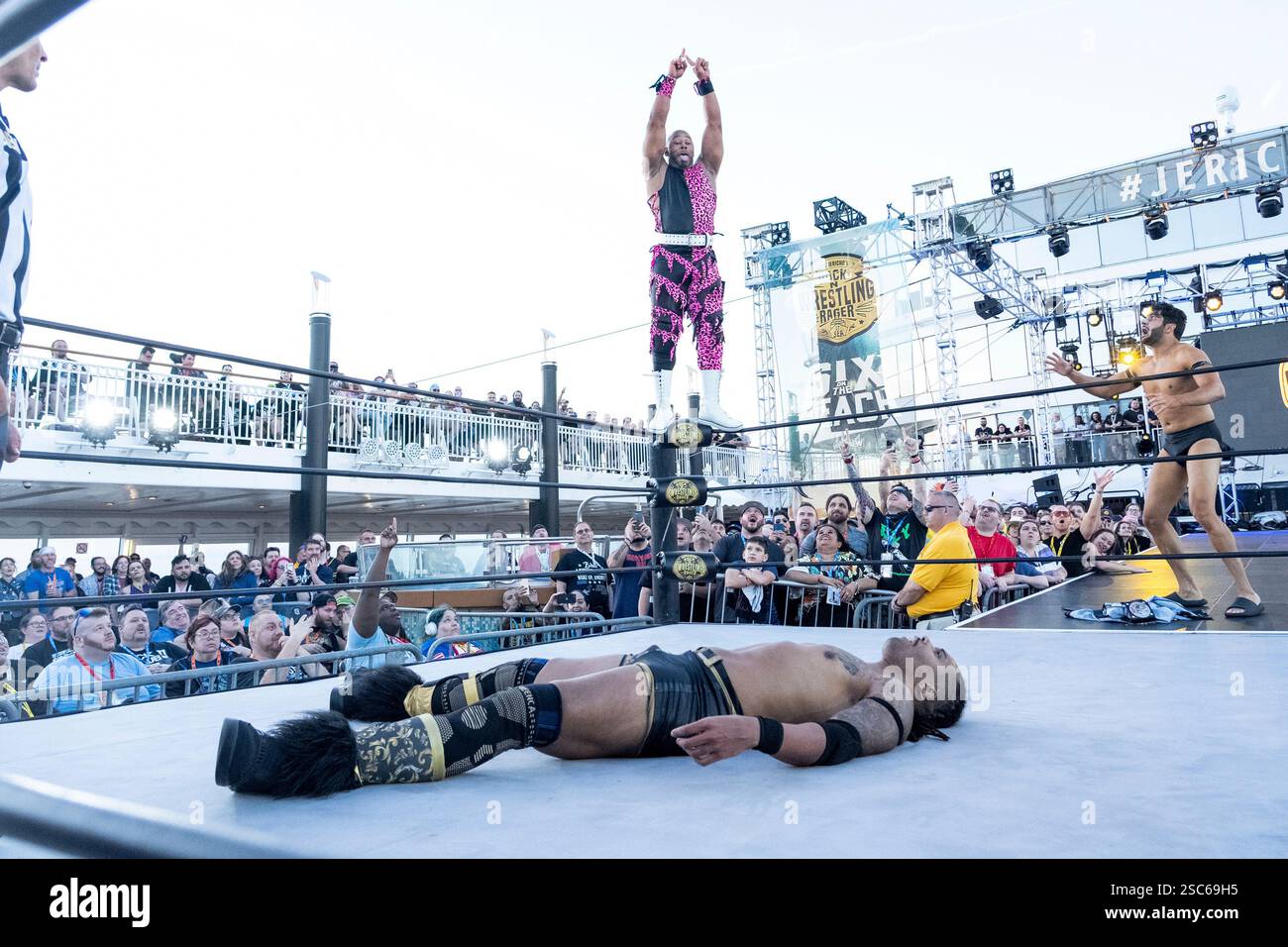 Jay Lethal, left, and Mason Madden are seen during Chris Jericho's Rock ...