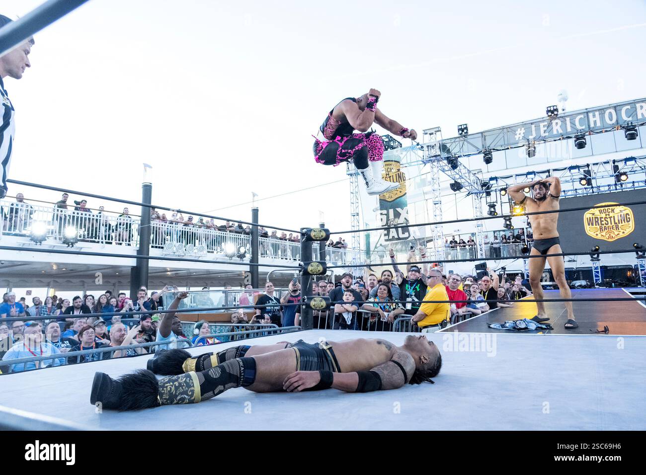 Jay Lethal, left, and Mason Madden are seen during Chris Jericho's Rock ...