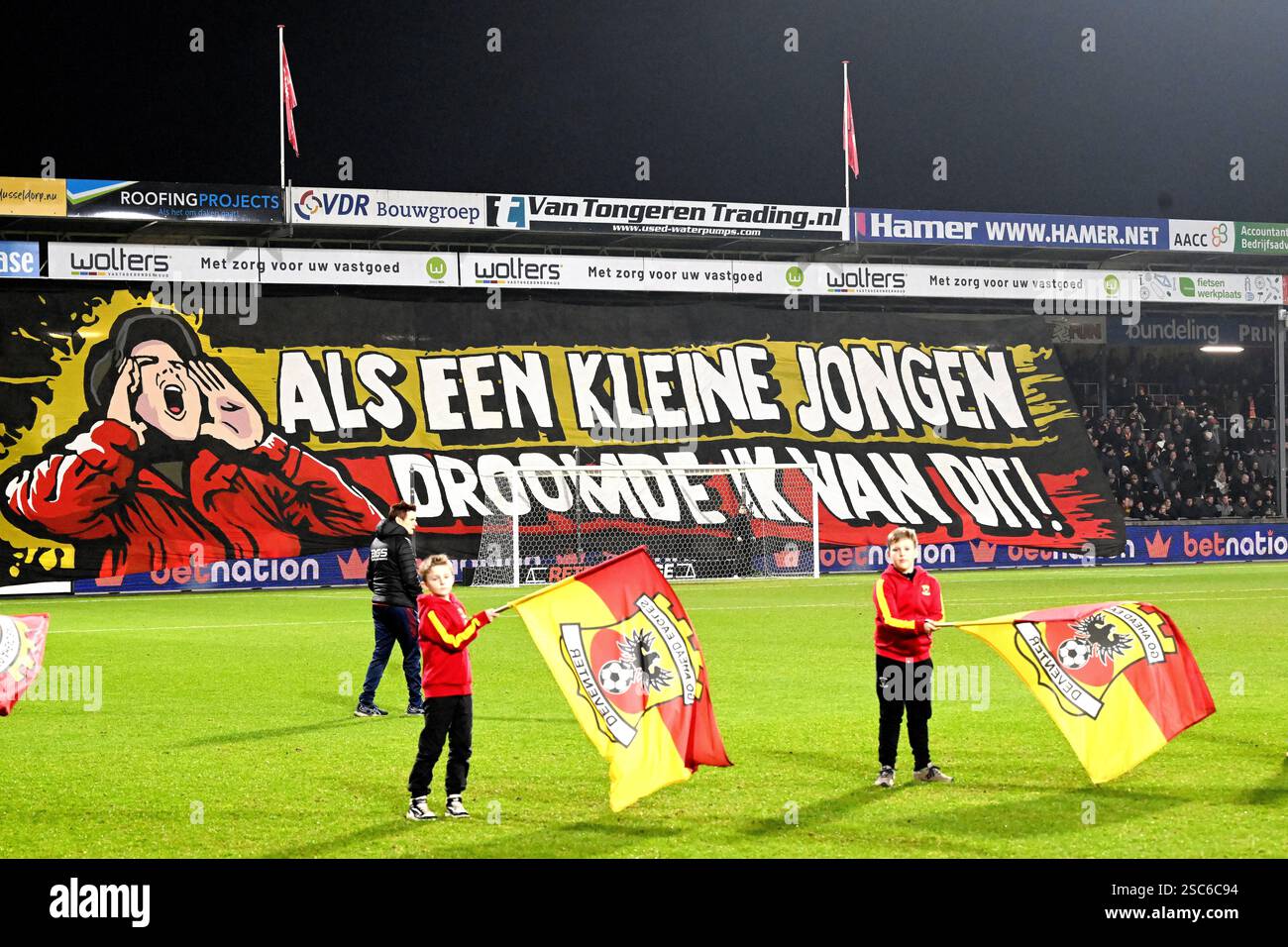 DEVENTER - VV Noordwijk supporters with a banner "As a little boy I ...