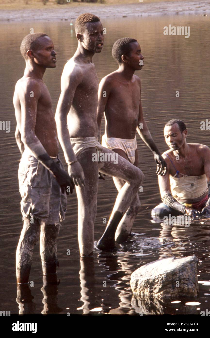 Africa. Ethiopia. Omo Valley. Men Intent On Salt Extraction In El Sod ...