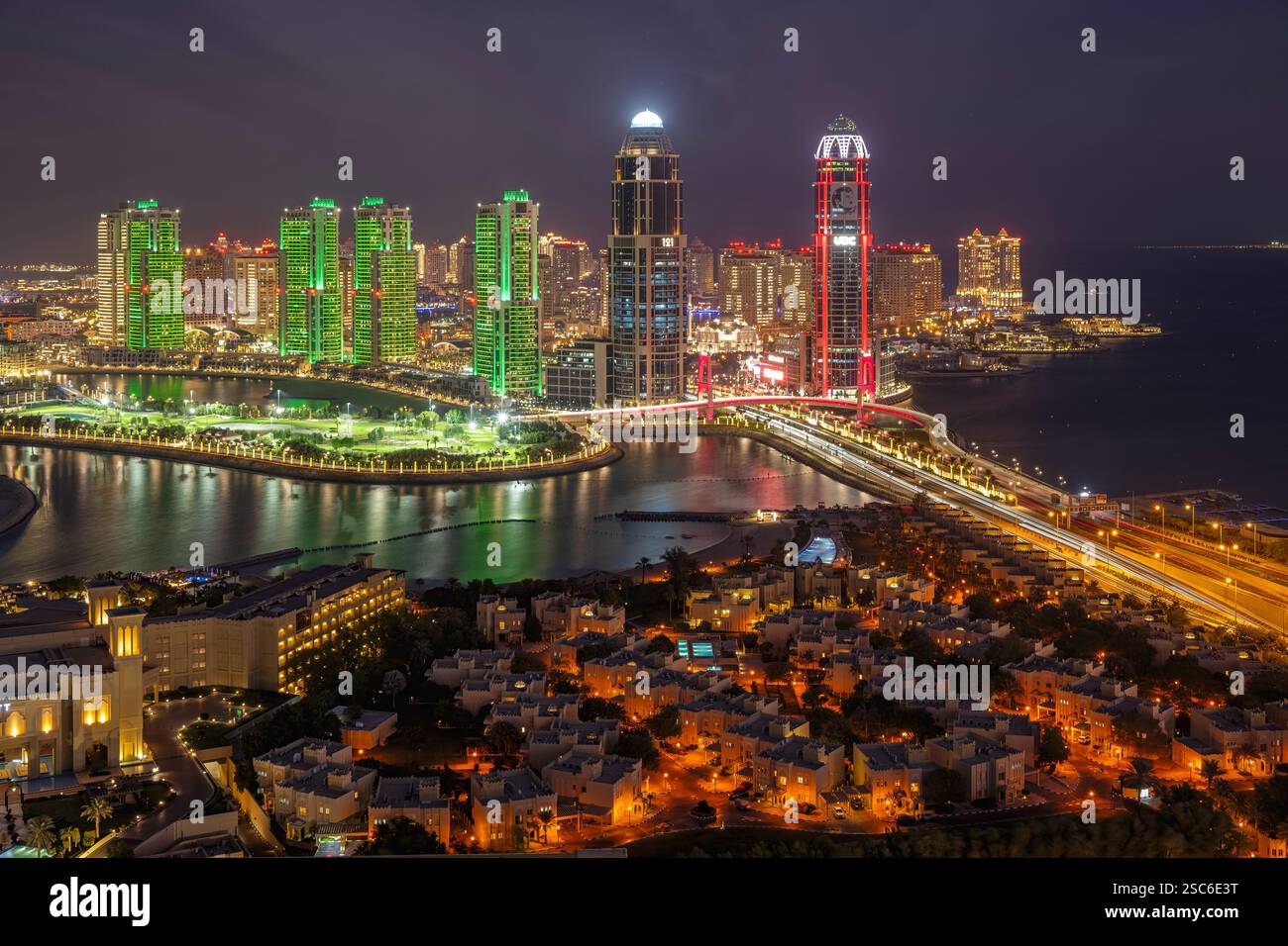 Doha, Qatar - January 10, 2025: Aerial view of pearl Qatar `porto ...