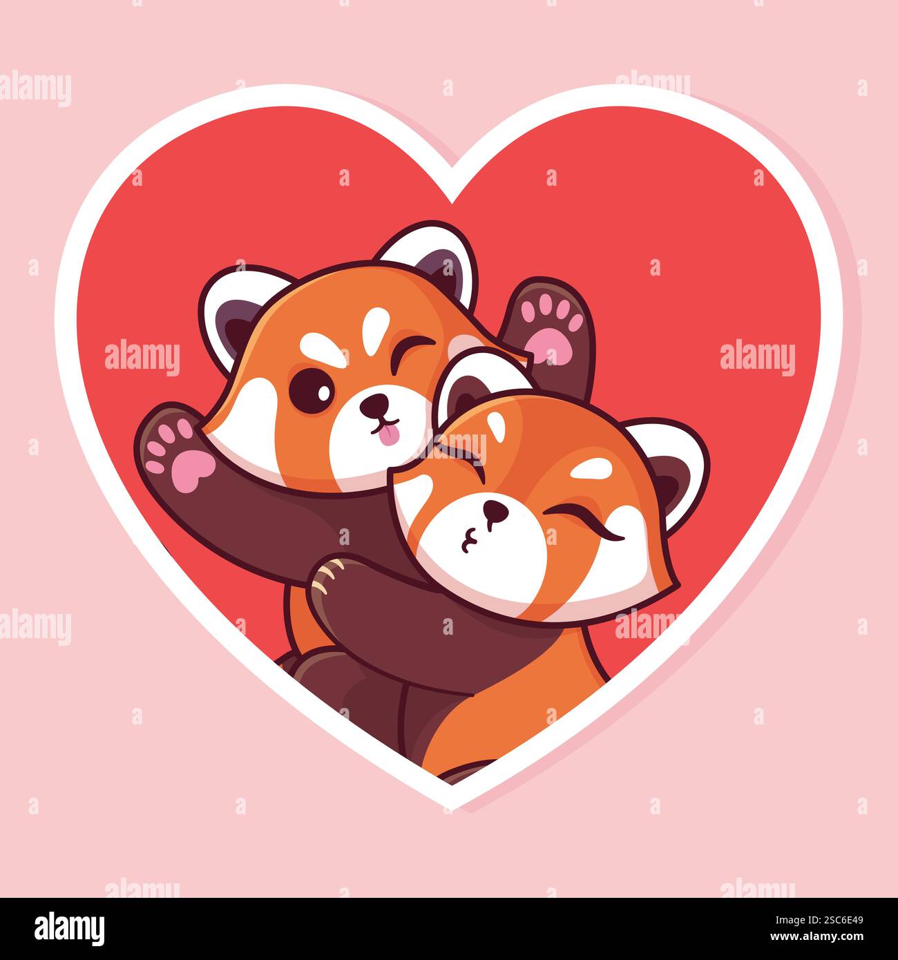 Red pandas in love. Cartoon characters. Vector illustration Stock ...