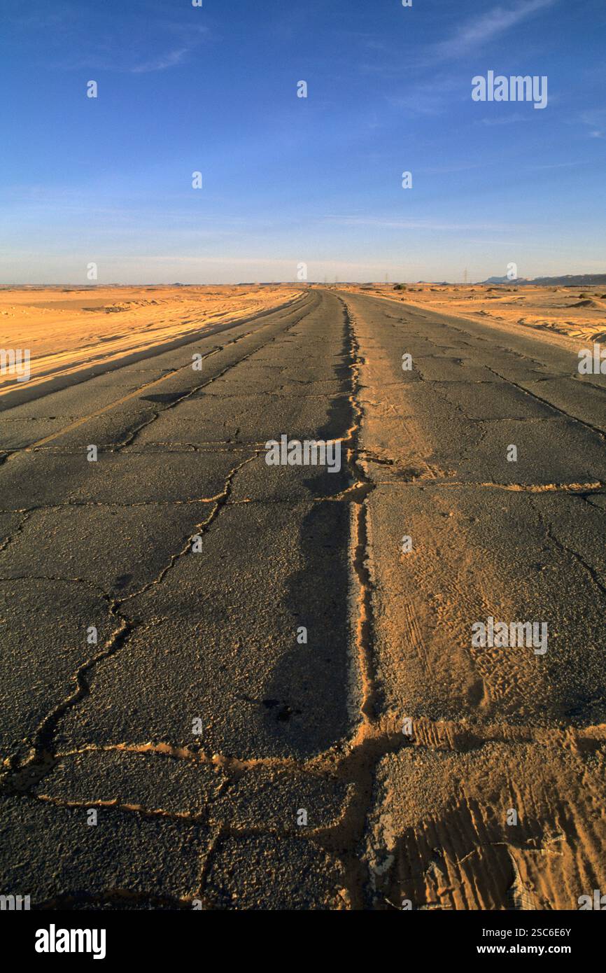 Ghat. Desert. Asphalt. Road Surface Melted by the Heat. Africa. Libya ...