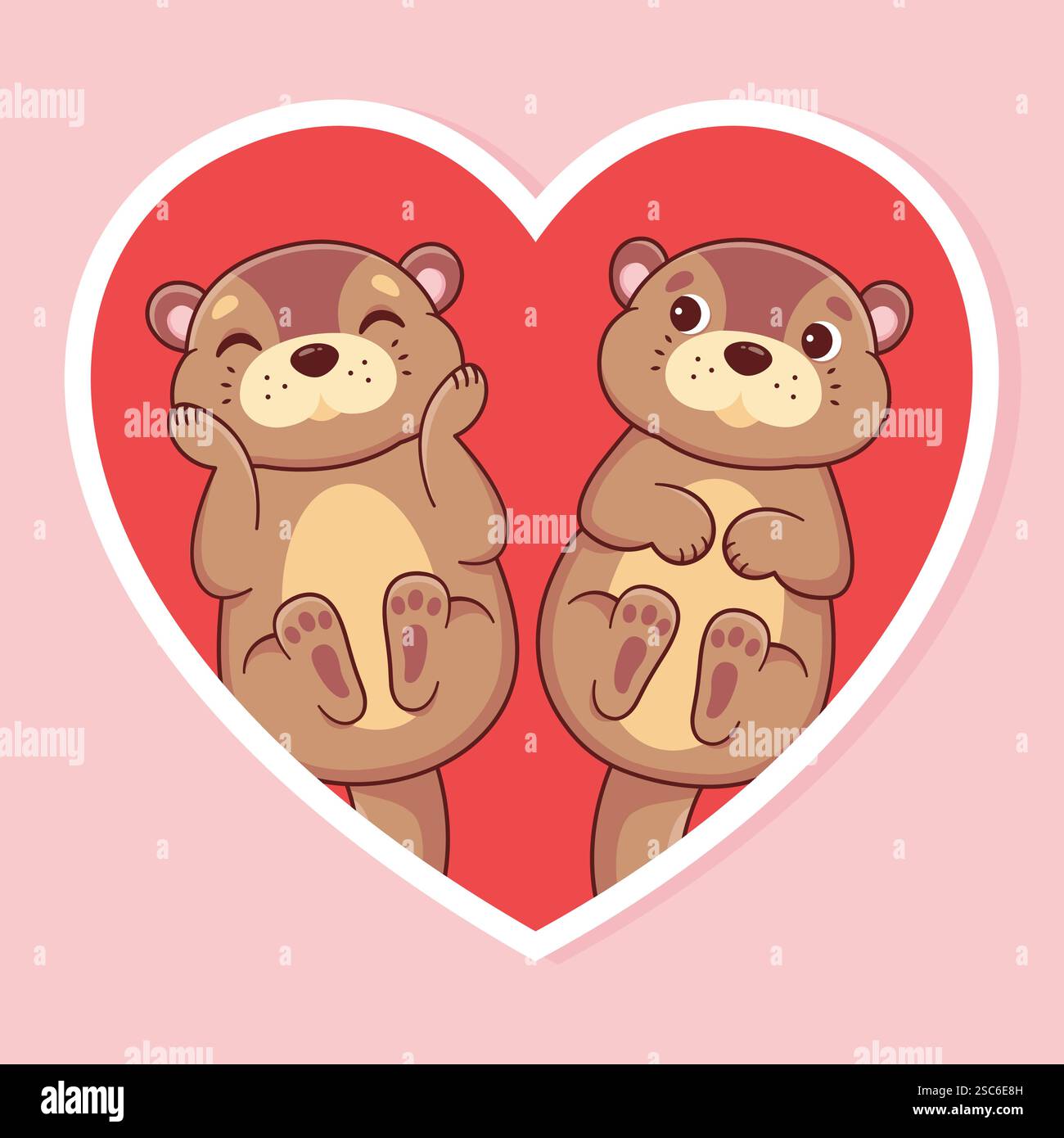 Otters in love. Cartoon characters. Vector illustration Stock Vector ...