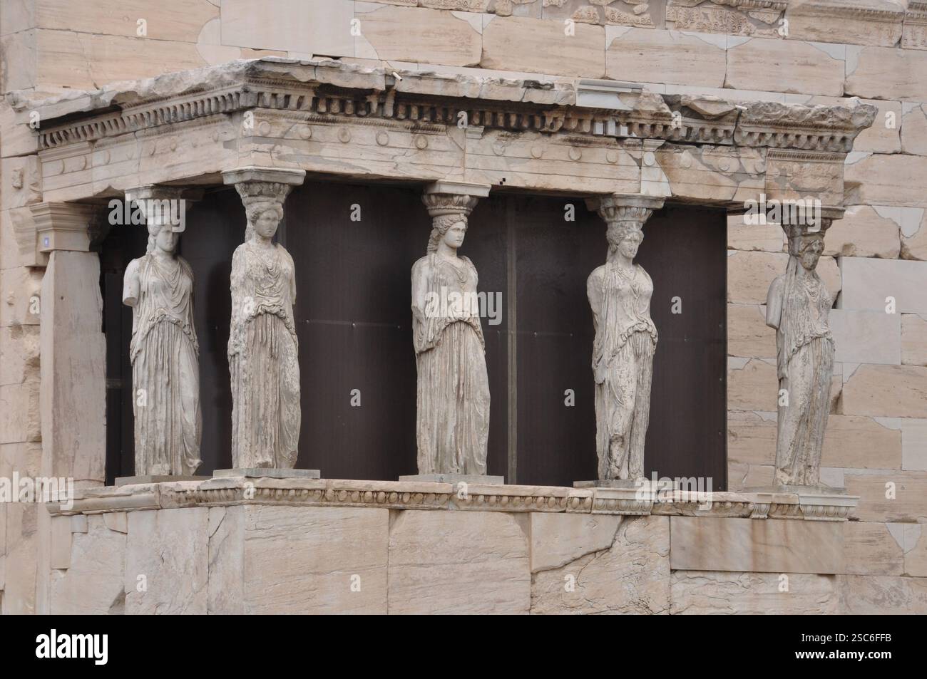 Porch of the caryatids ancient statues female figures at the ...