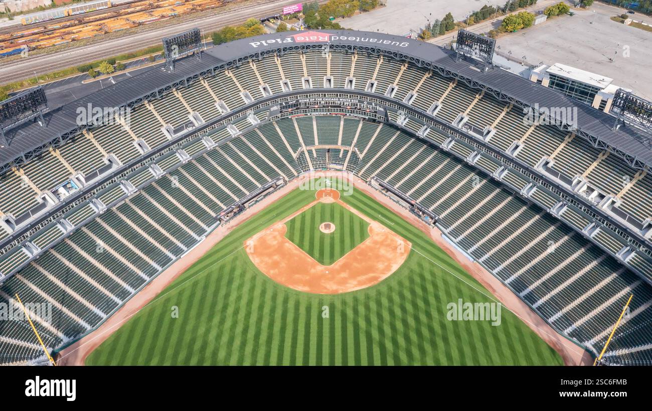 An aerial view of the MLB's Chicago White Sox's Guaranteed Rate Field ...