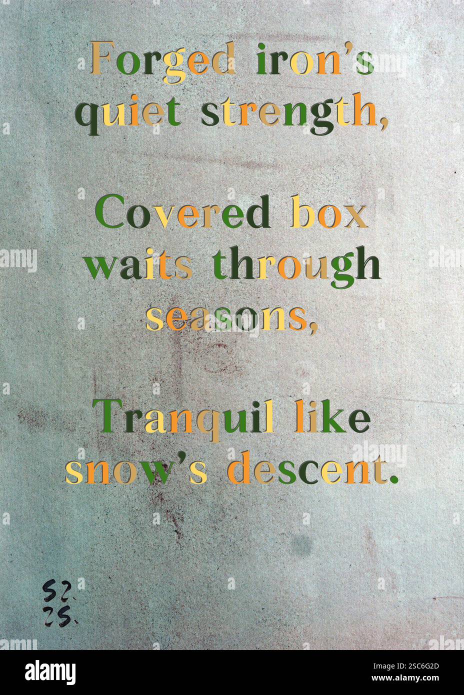 Forged iron's quiet strength, Covered box waits through seasons ...