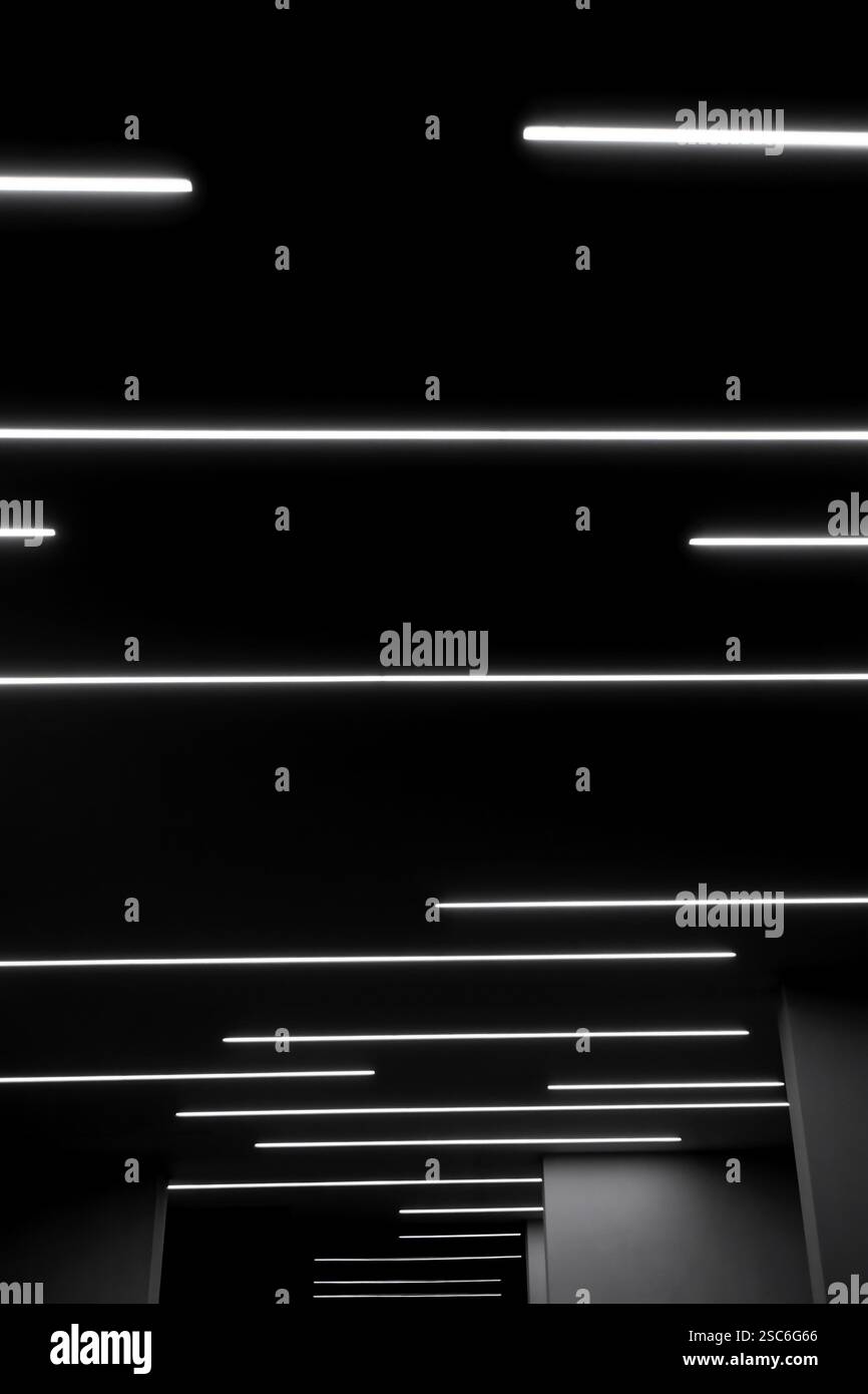 Parking garage with led tube light bulb lamps. Architectural lighting ...