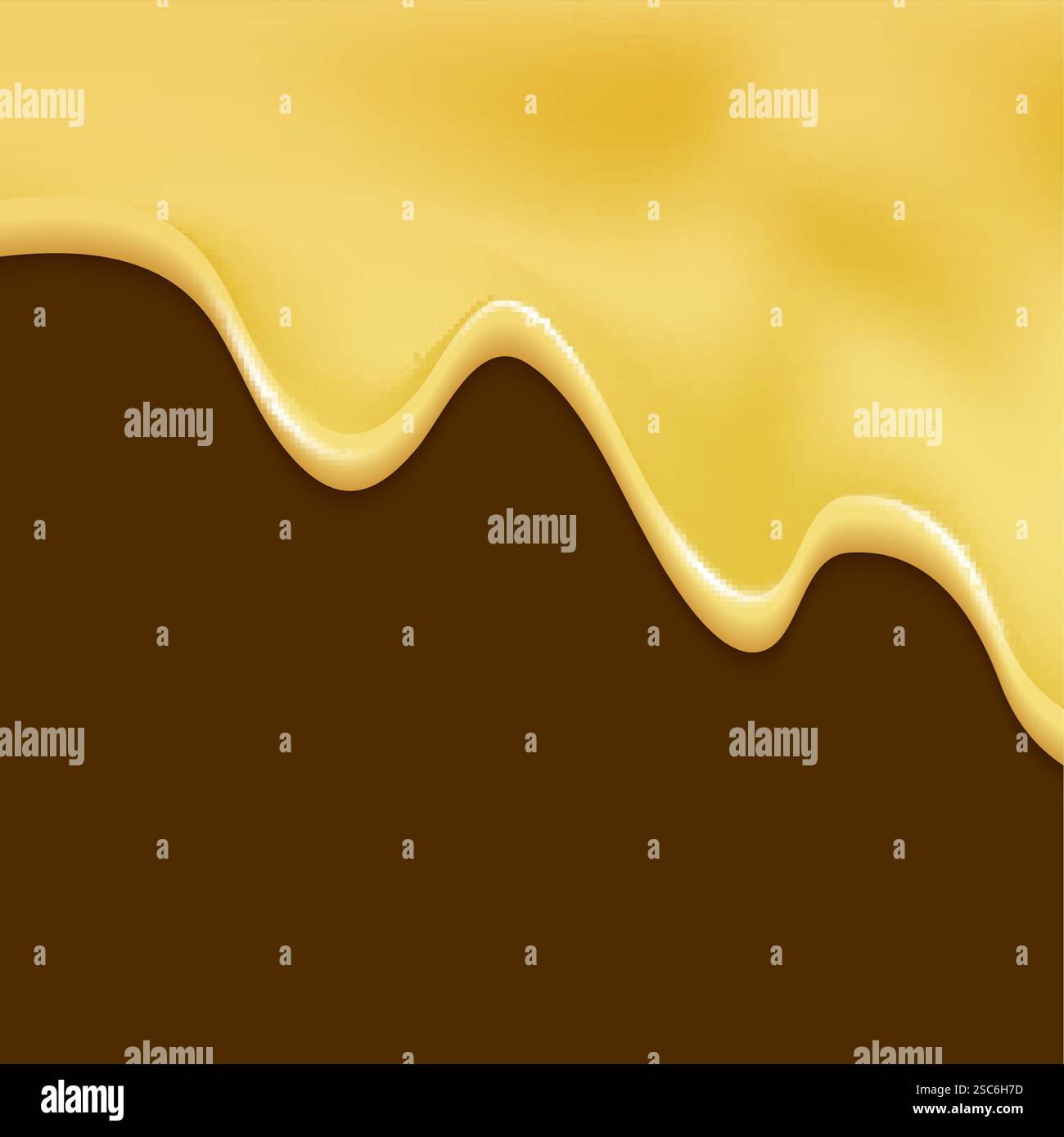 Dripping honey waves on white isolated orange liquid dessert border ...