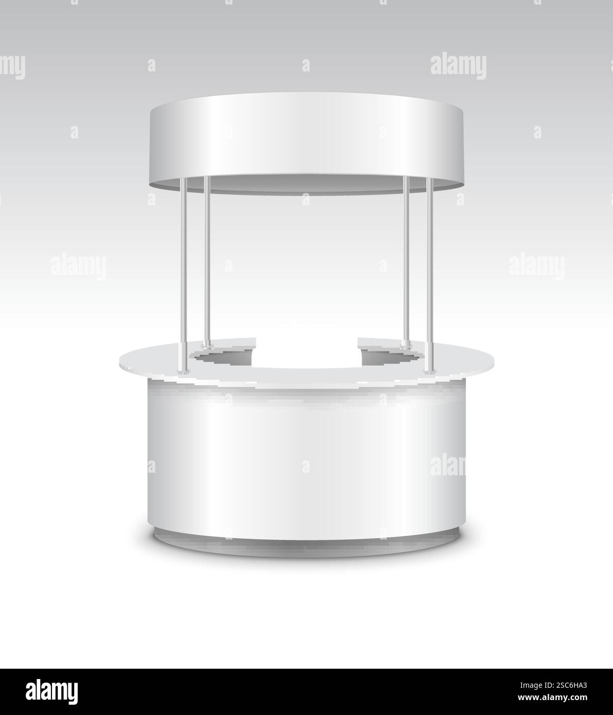 Kiosk stand booth counter promo vector 3d exhibition round table design ...
