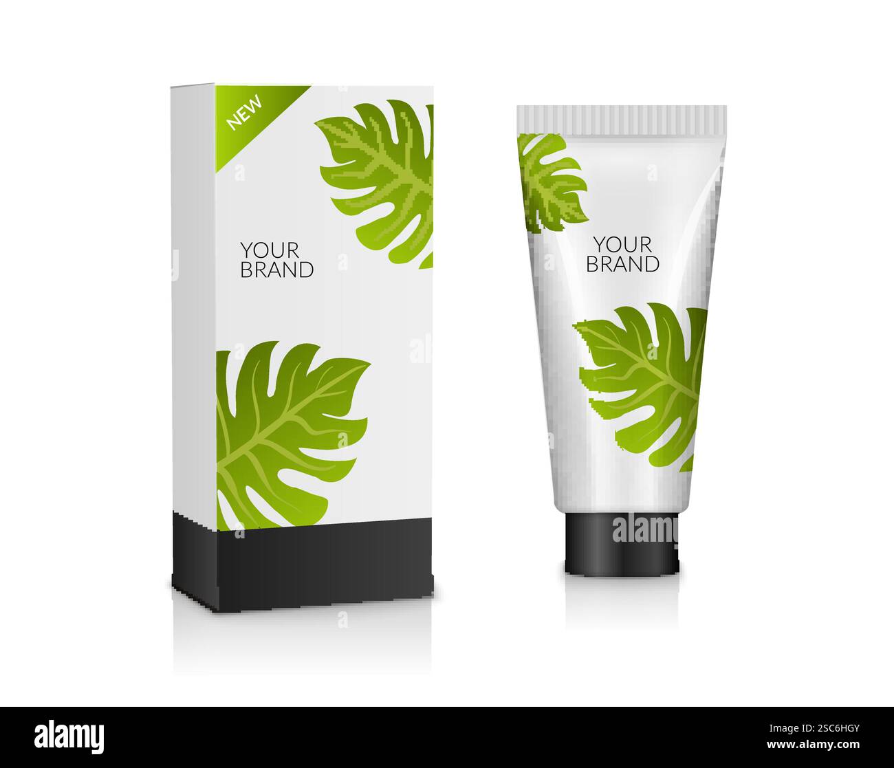 3d cosmetic banner product package template mockup. Summer tropical ...