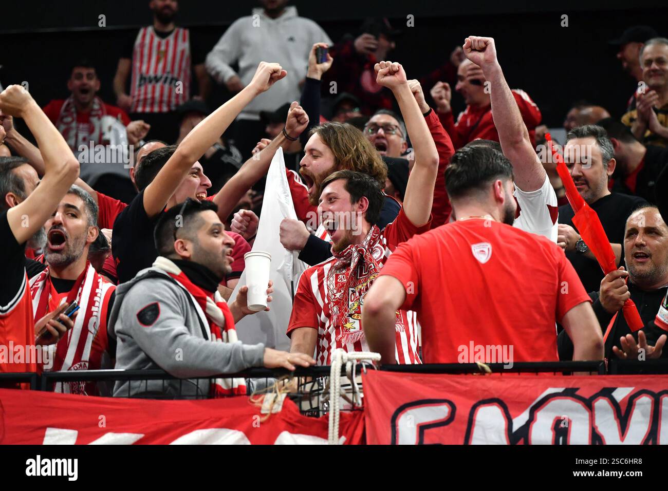 Paris, France. 13th Jan, 2016. Greek fans during the Euroleague match ...