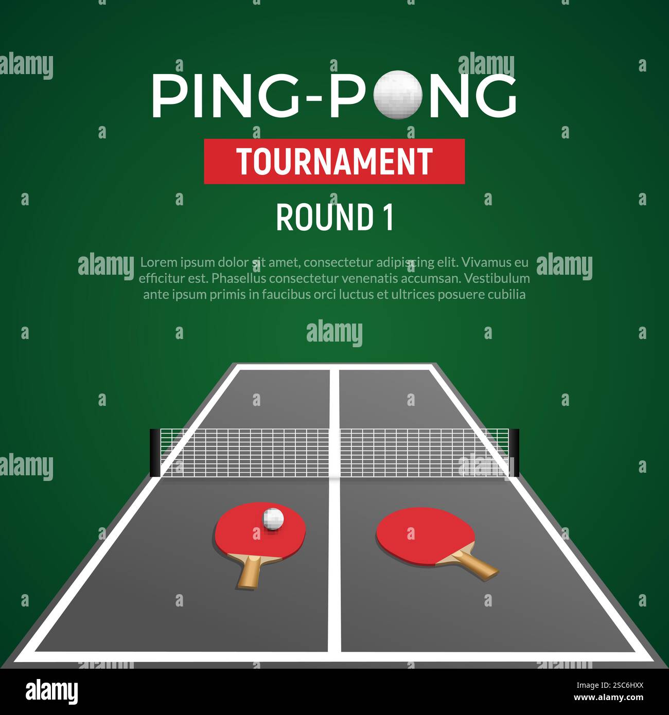 Ping pont tennis tournament poster background. Ping pong table with ...