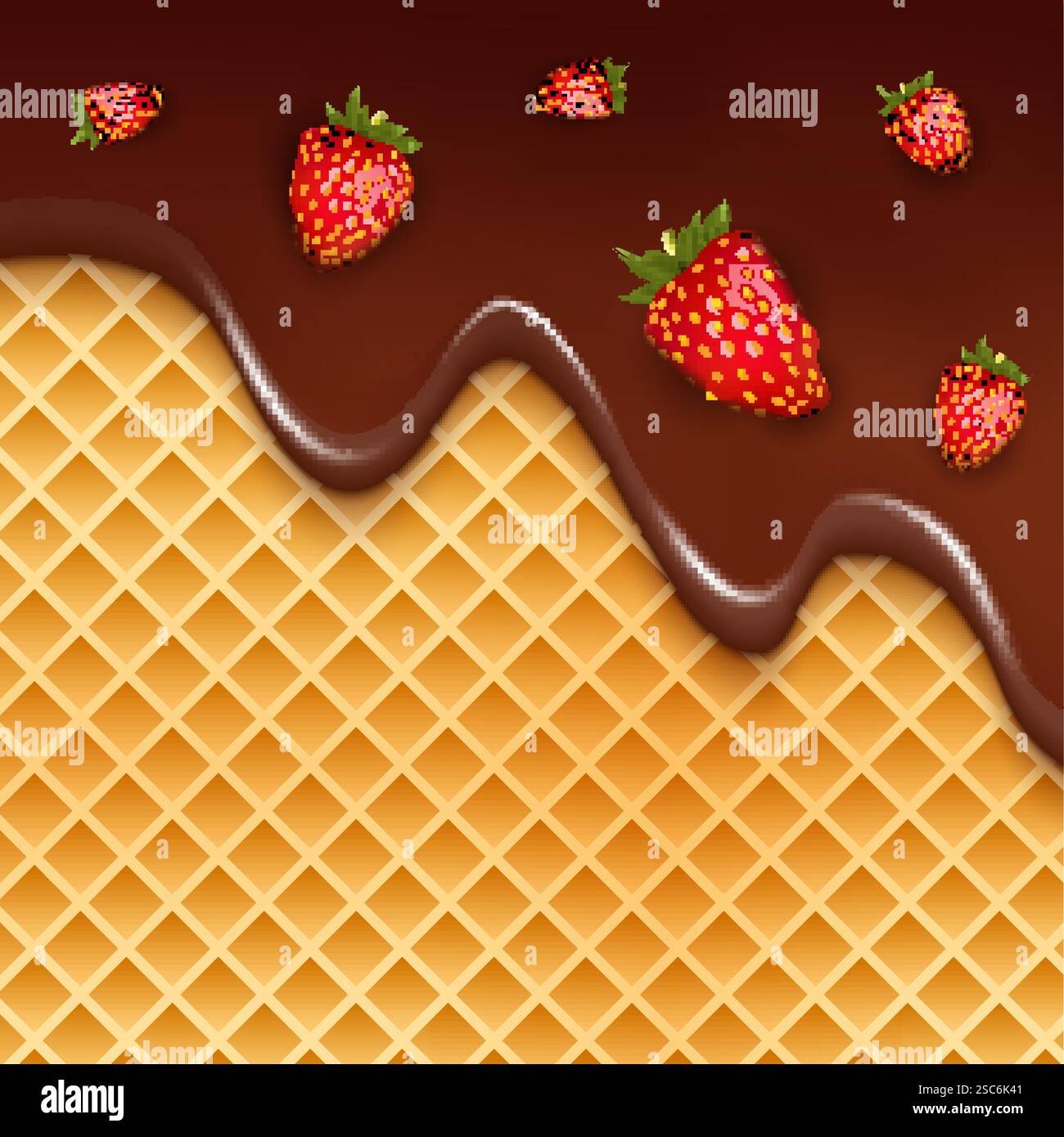 Strawberry sweet wafer chocolate cream background texture Stock Vector ...
