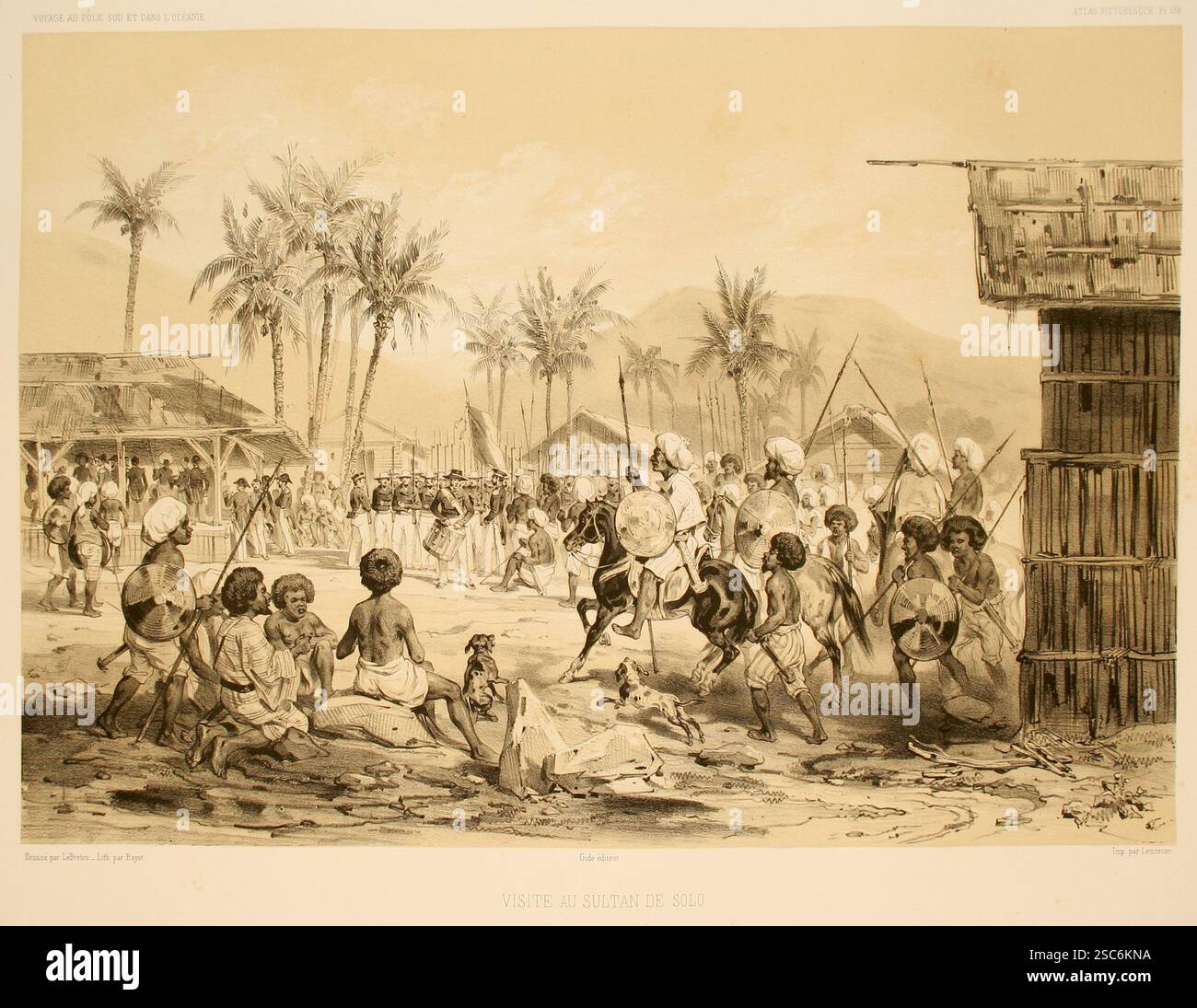 Visit to the Sultan of Solo, Java, Indonesia.. Vintage lithograph of ...