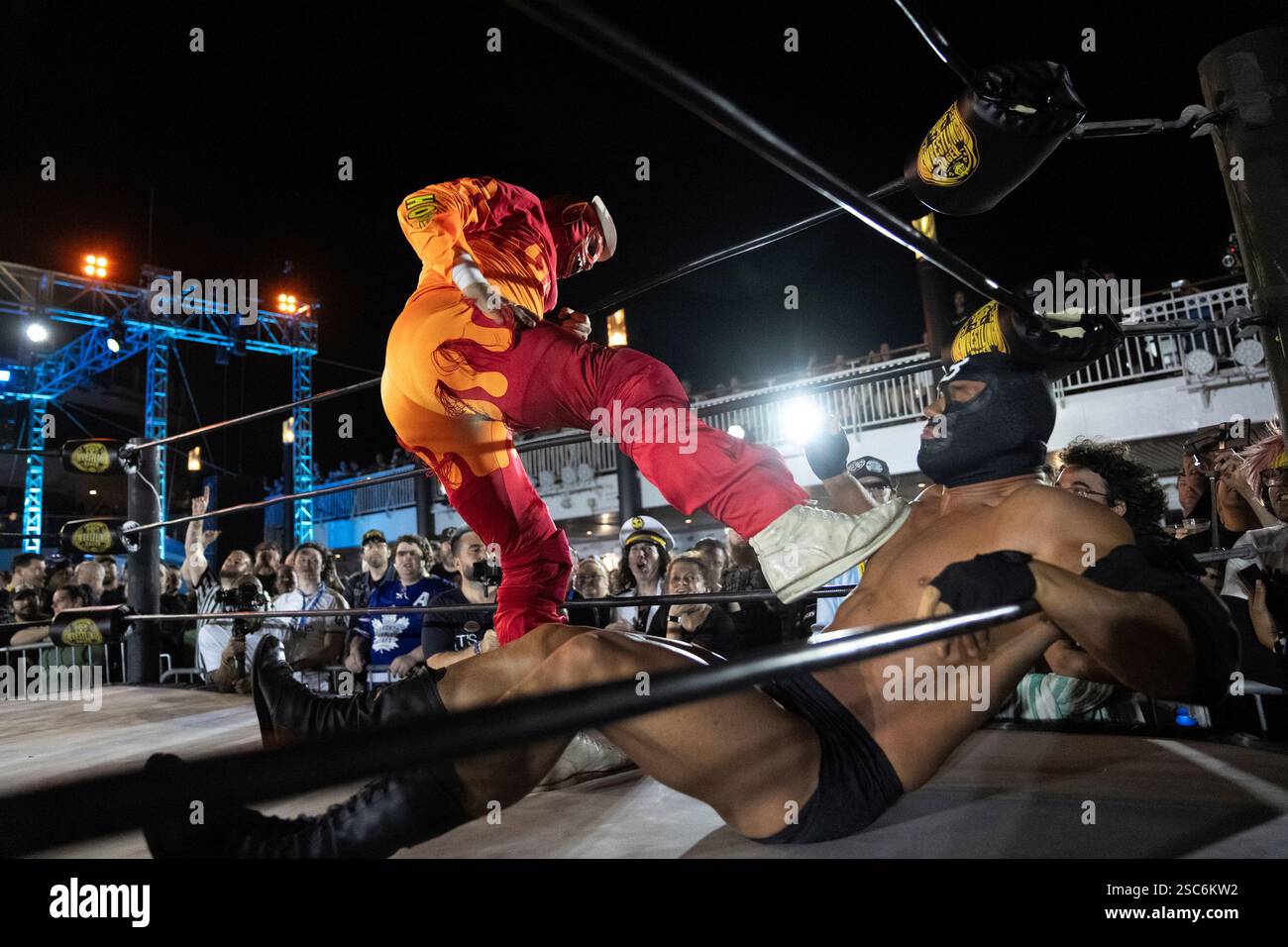 Curry Man, left, and Masked Brother are seen during Chris Jericho's ...