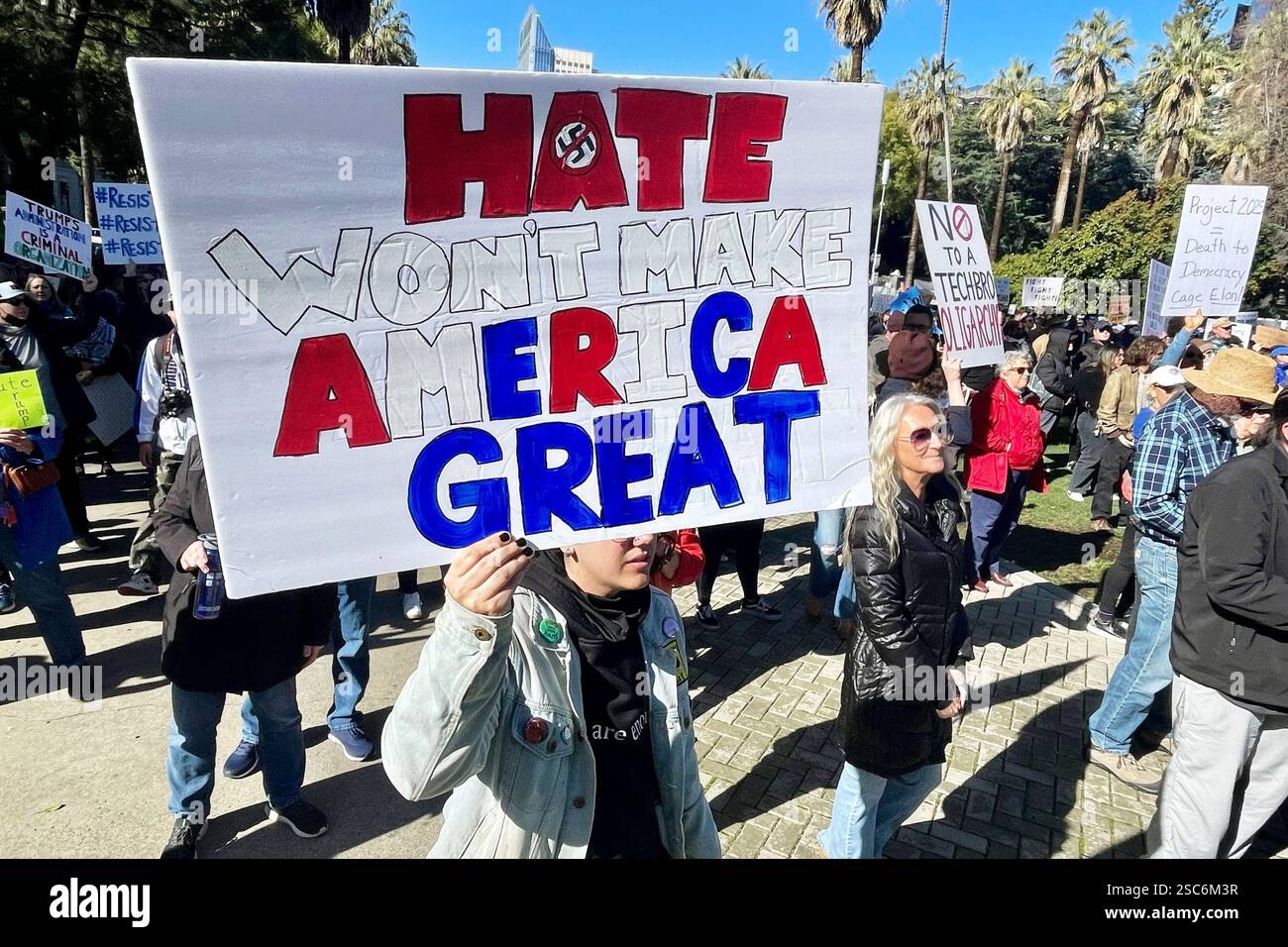 Demonstrators gather outside the state capitol for a political protest ...