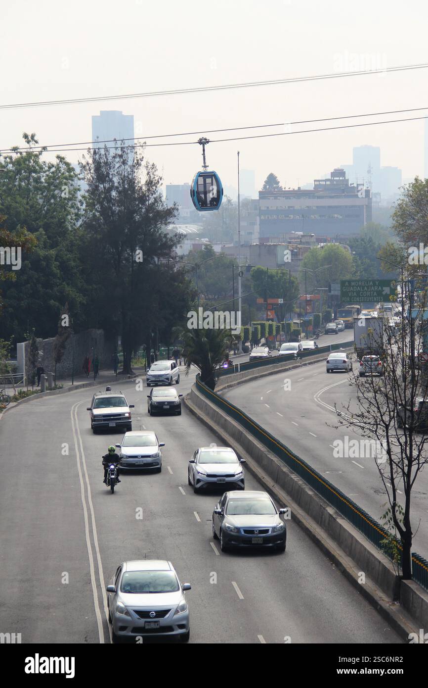 Mexico City, Mexico - Jan 8 2025: Cabins with passengers of Cablebus ...