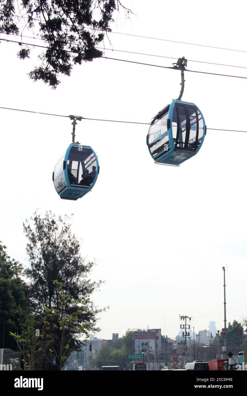 Mexico City, Mexico - Jan 8 2025: Cabins with passengers of Cablebus ...