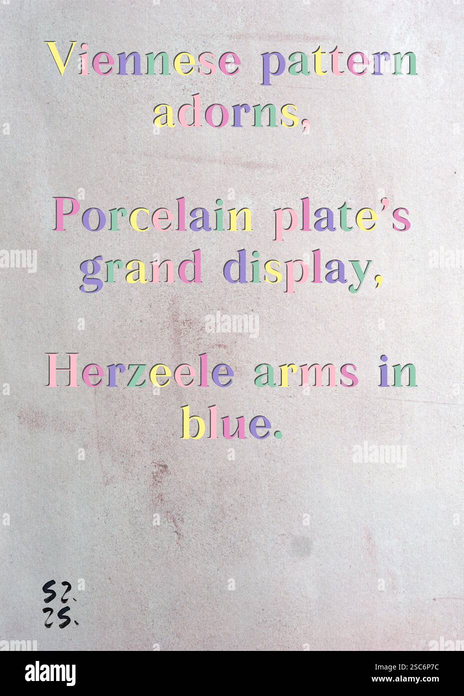 Viennese pattern adorns, Porcelain plate's grand display, Herzeele arms ...