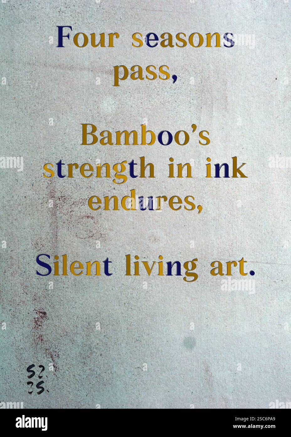 Four seasons pass, Bamboo's strength in ink endures, Silent living art ...