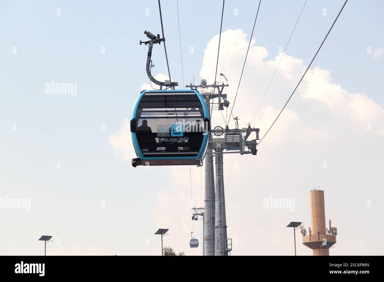 Mexico City, Mexico - Jan 8 2025: Cabins with passengers of Cablebus ...