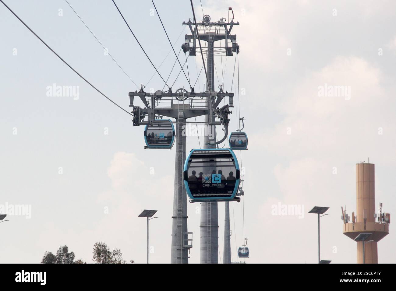 Mexico City, Mexico - Jan 8 2025: Cabins with passengers of Cablebus ...