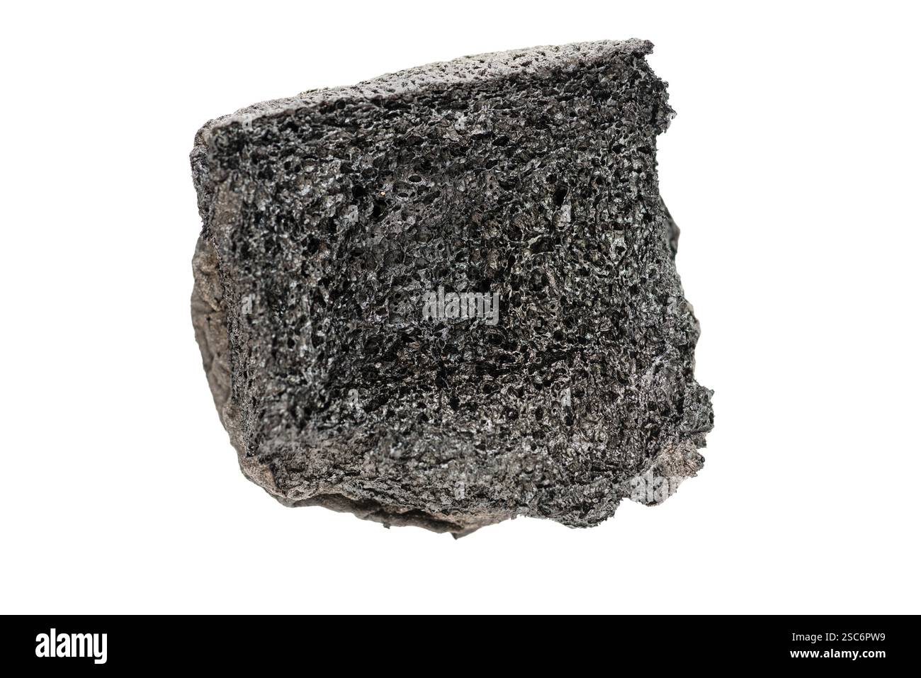 bun that has been burned to a black crisp isolated on white background ...