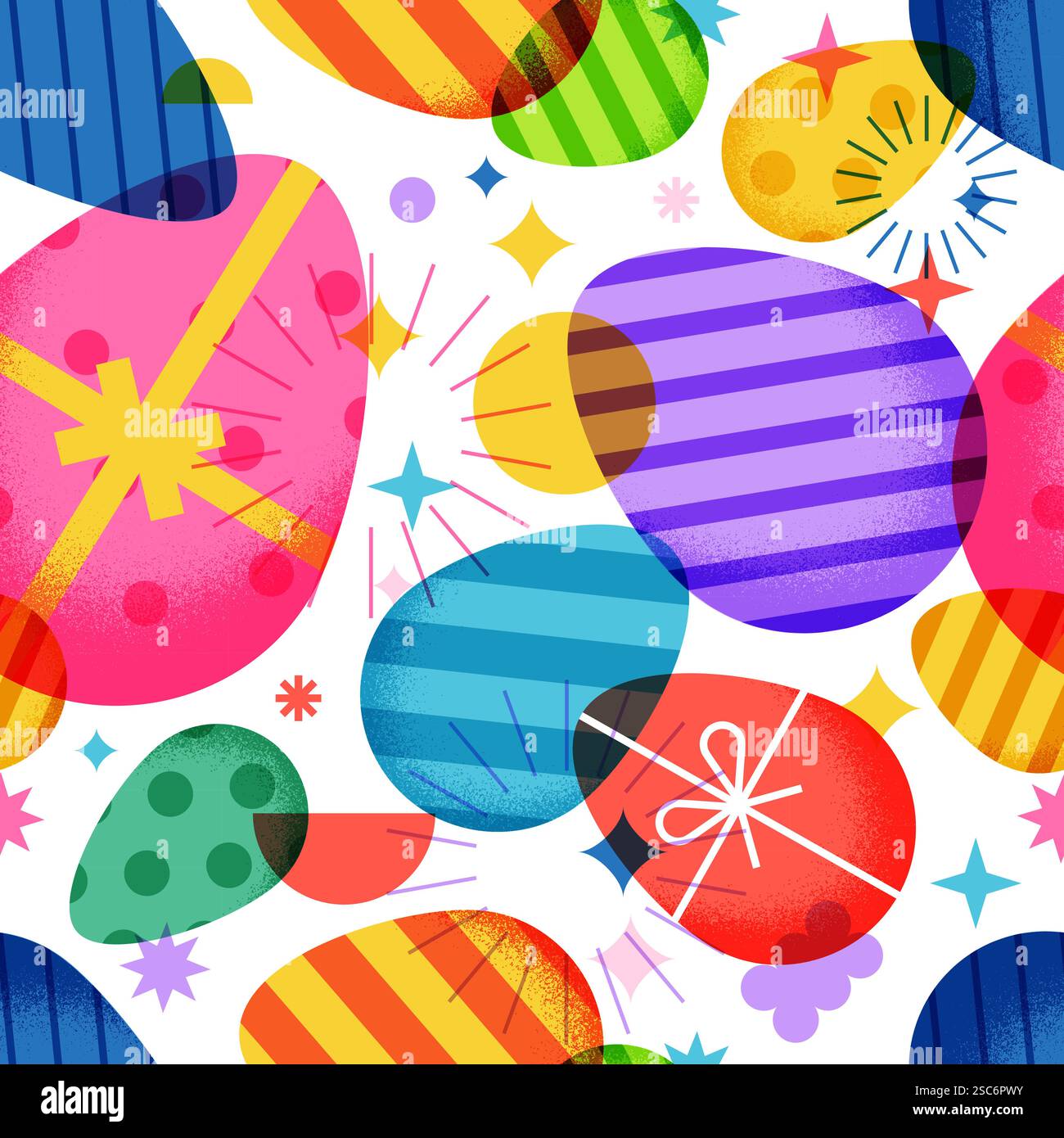 Colorful geometric Easter eggs seamless pattern. Vector overlay ...