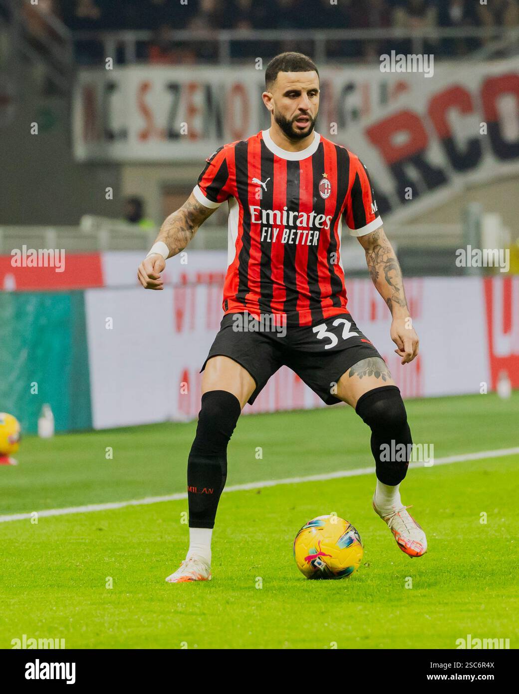 Kyle Walker in action during Coppa Italia match between AC Milan and AS ...