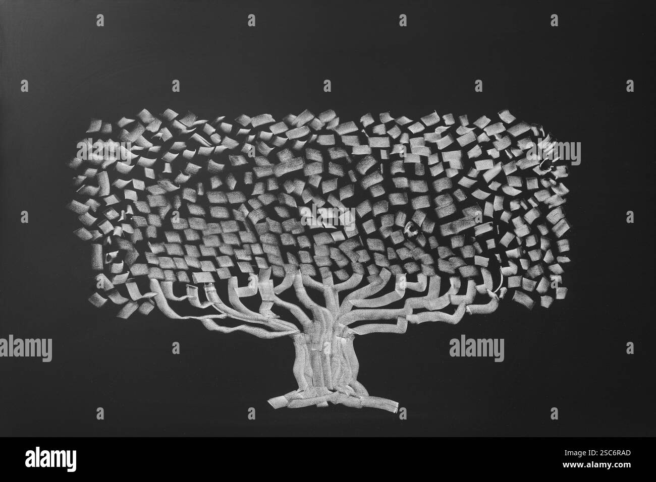 Beautiful drawing of tree on black chalkboard Stock Photo - Alamy