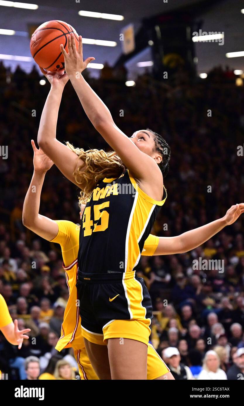 IOWA CITY, IA - FEBRUARY 02: Iowa forward Hannah Stuelke (45) attempts ...