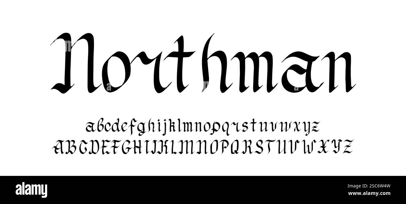 Gothic alphabet. Medieval handwritten typeface in old style made with ...