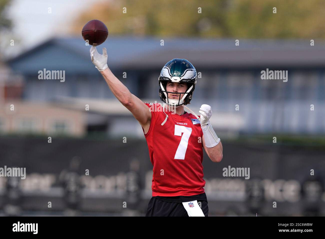 Philadelphia Eagles quarterback Kenny Pickett (7) runs through drills ...