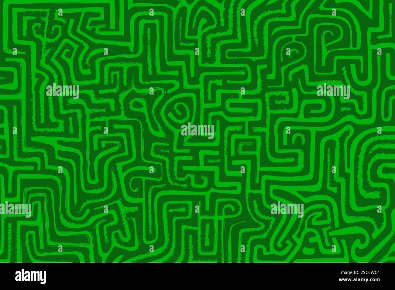 Intricate green line pattern displays a mesmerizing maze-like design ...