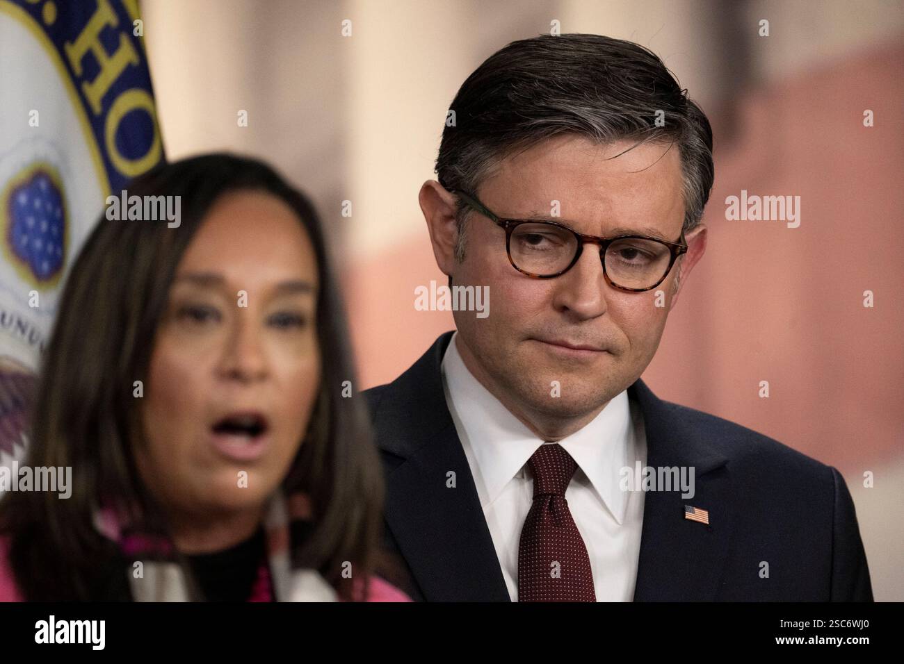 Speaker of the US House of Representatives Mike Johnson (Republican of ...