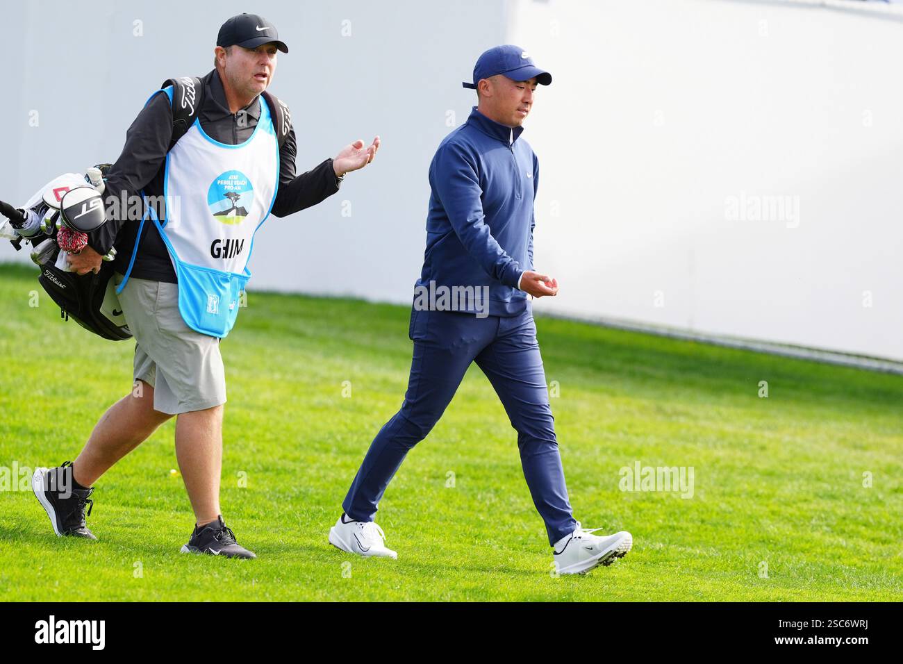 PEBBLE BEACH, CA - FEBRUARY 02: PGA golfer Doug Ghim walks the 16th ...
