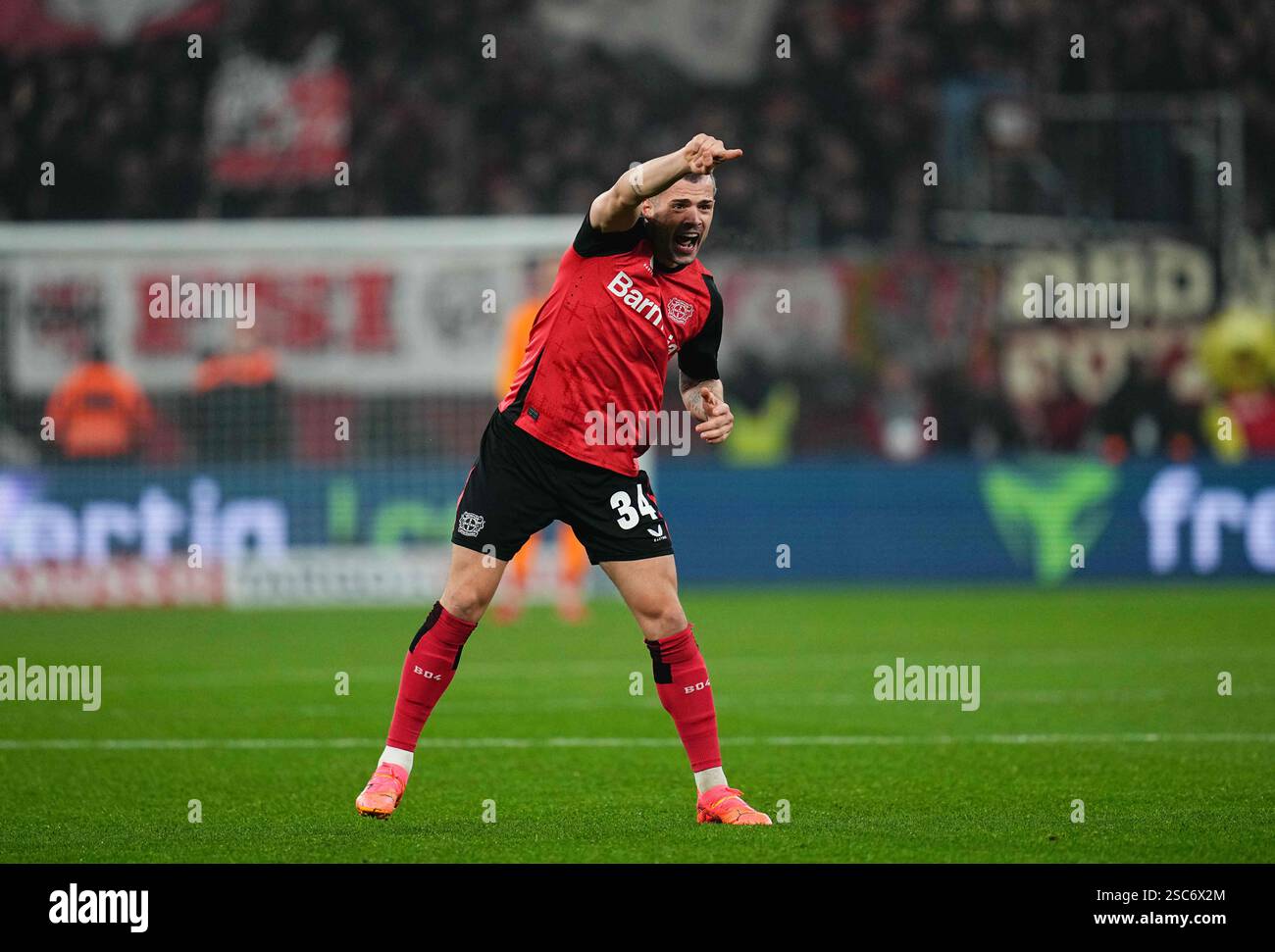 Leverkusen, Germany. 05th Feb, 2025. February 05 2025: Granit Xhaka of Bayer 04 Leverkusen ...