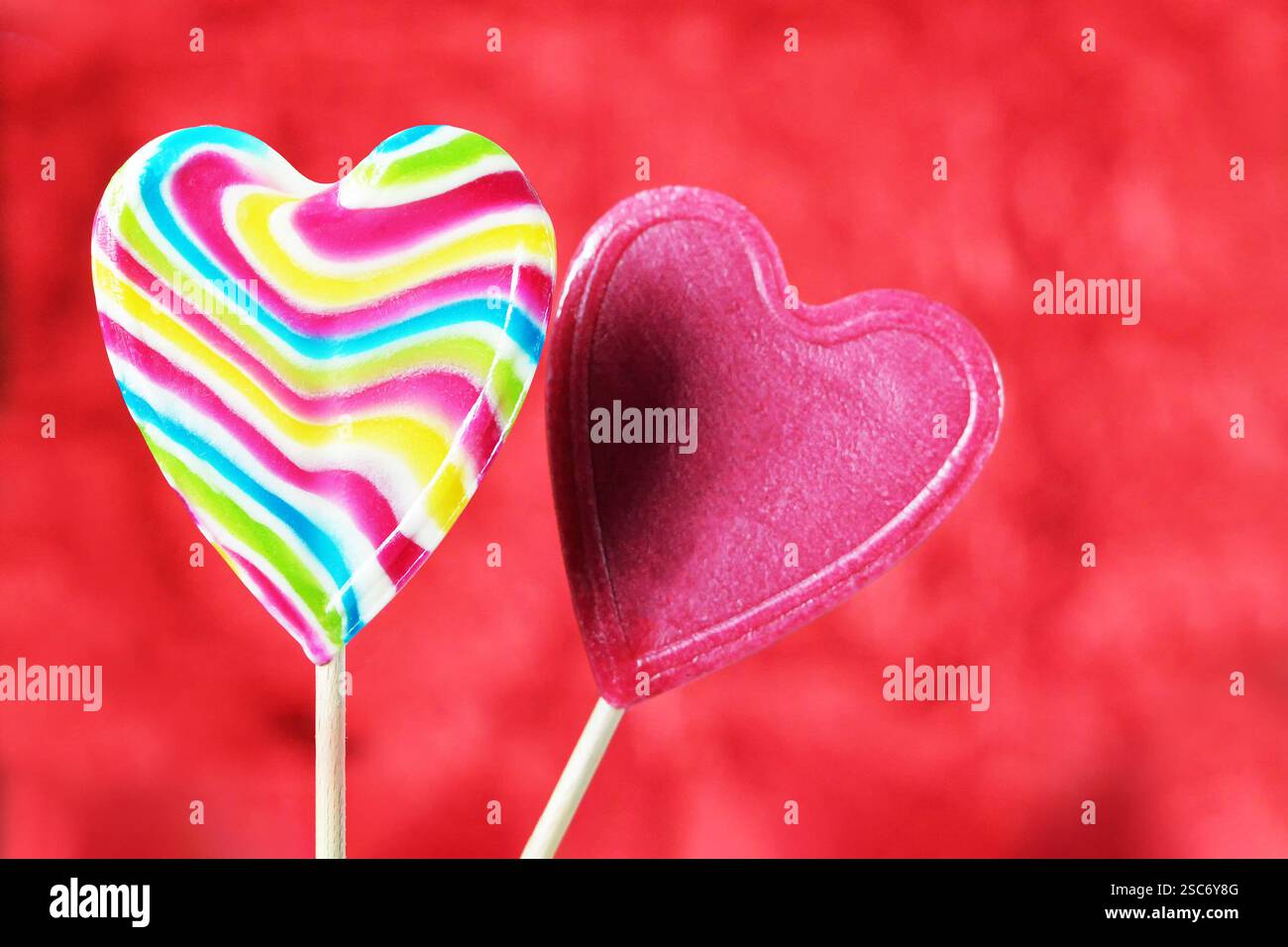Valentines Day card. Heart candy lollipops Stock Photo - Alamy