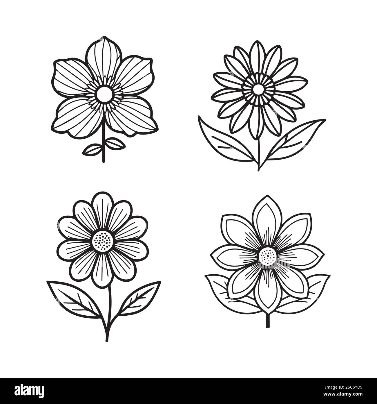 Simple flower coloring pages hi-res stock photography and images - Alamy