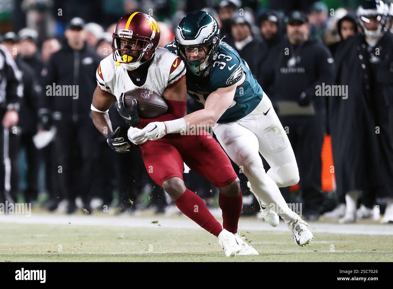 FILE - Philadelphia Eagles cornerback Cooper DeJean (33) takes down ...