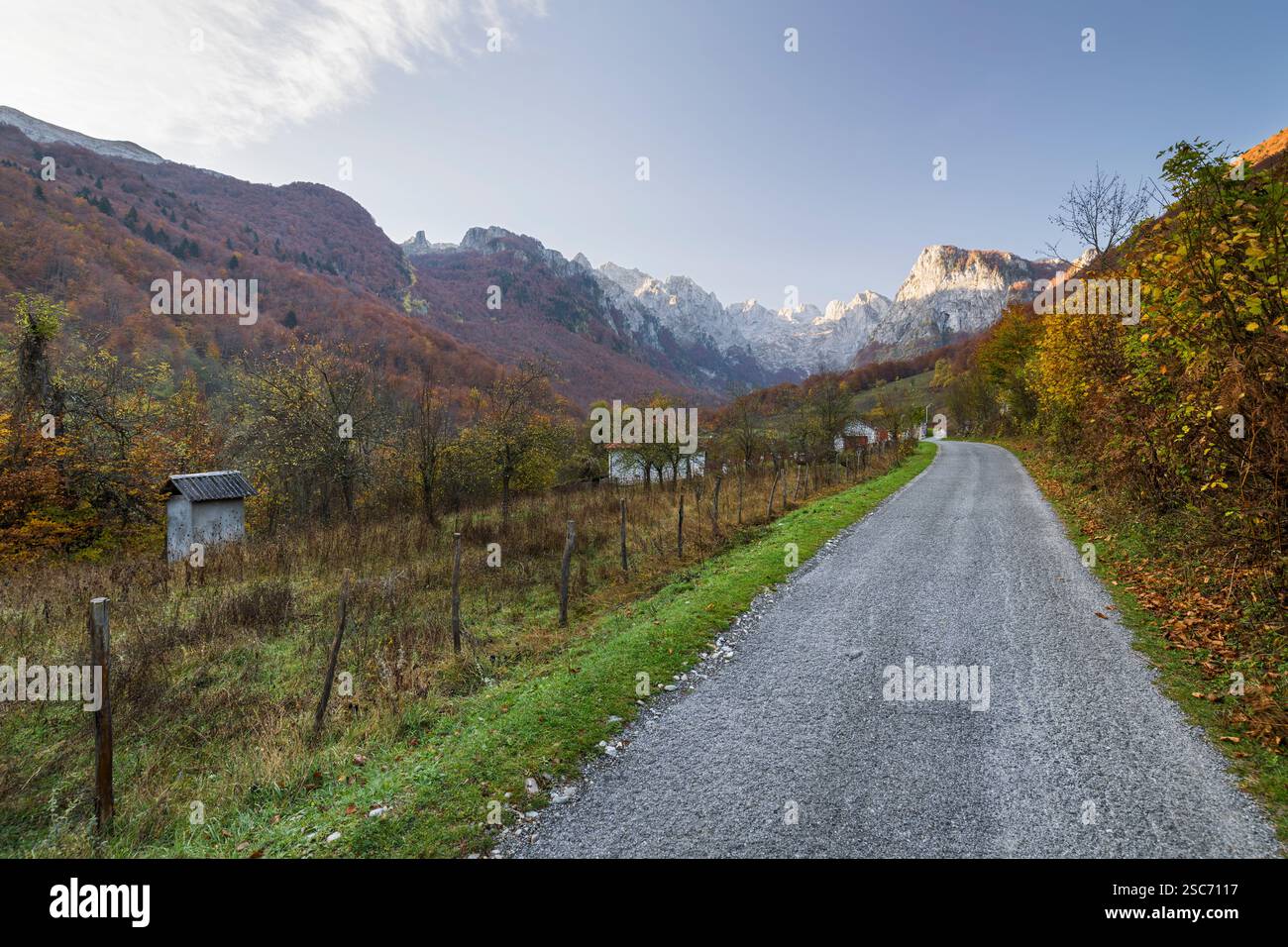 Road in Grebaje Valley, Prokletije Mountains, Gusinje, Montenegro Stock ...