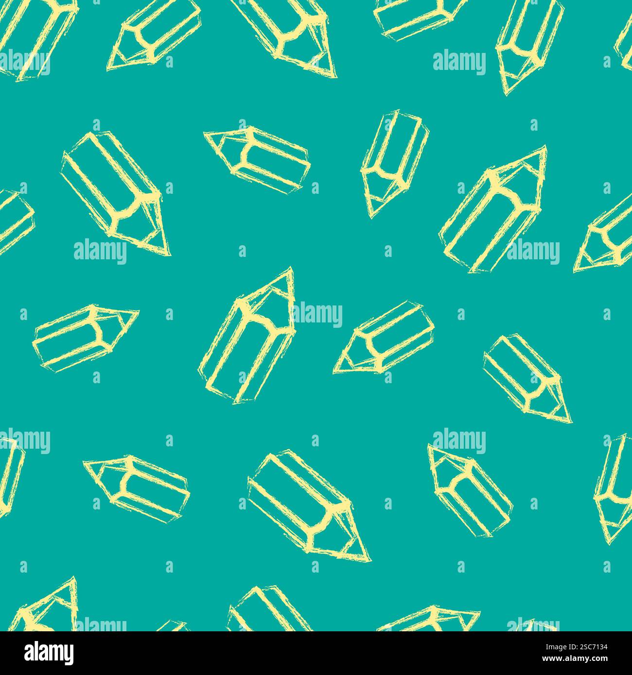 Hand drawn seamless pattern with chalk silhouettes of pencils. Vector ...