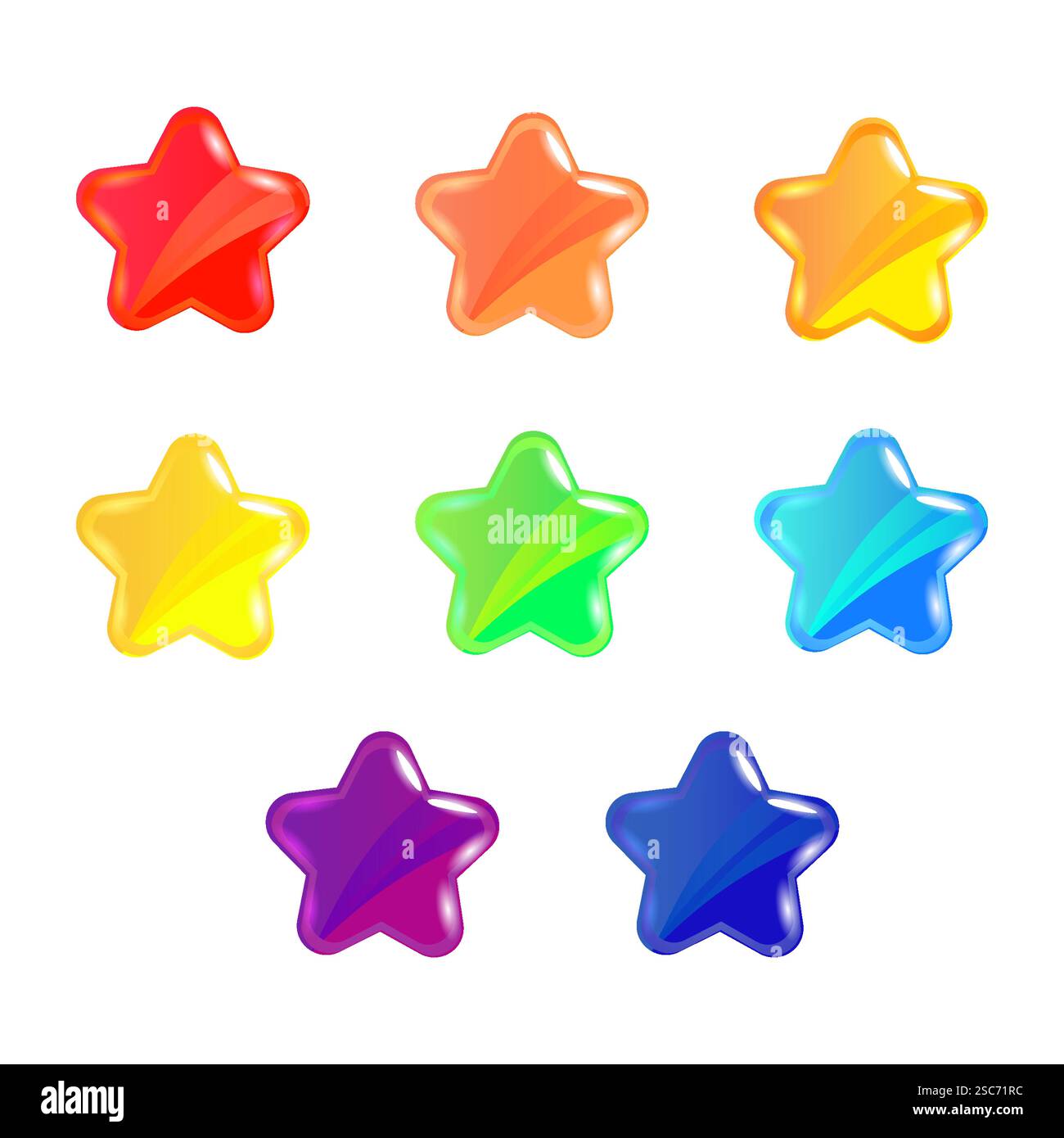 Set of cartoon shiny glossy colorful stars vector illustration. Vector ...