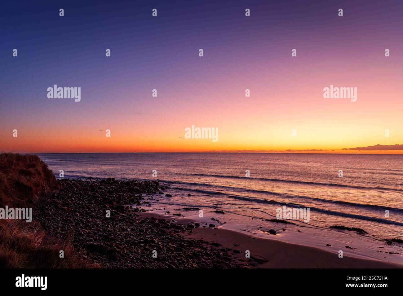 Sunrise on Togston Beach, Druridge Bay Northumberland, 2025 Stock Photo ...