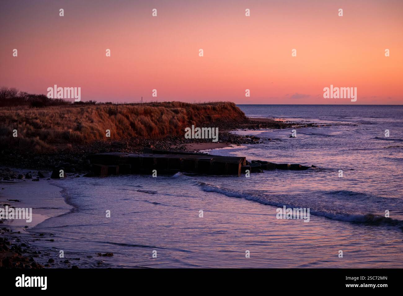 Sunrise on Togston Beach, Druridge Bay Northumberland, 2025 Stock Photo ...