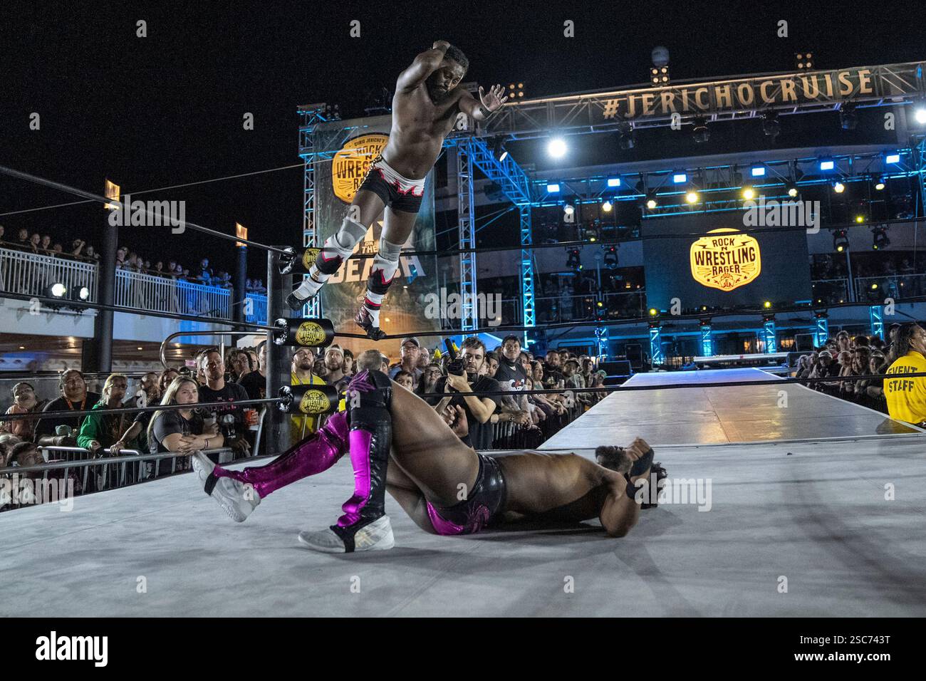 Mo Jabari, left, and Michael Oko are seen during Chris Jericho's Rock ...