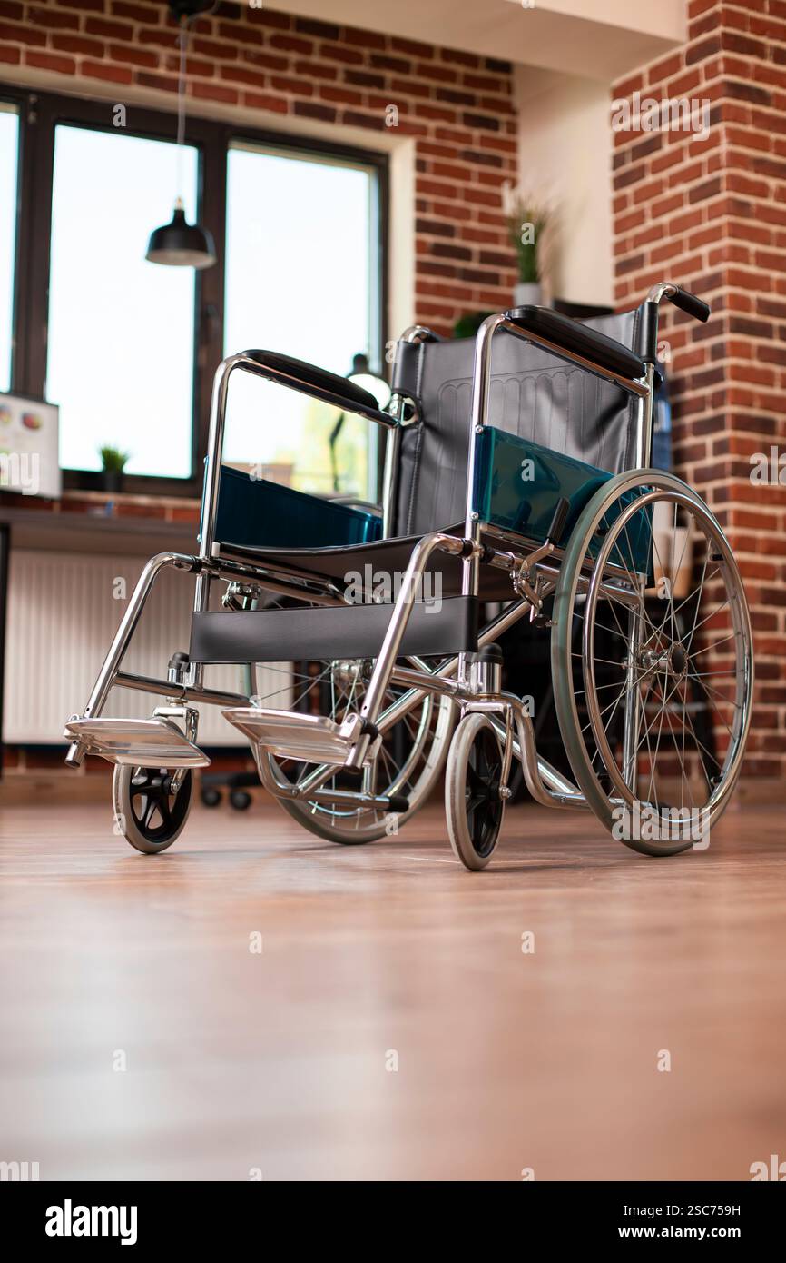 Brick wall office designed for accessibility, with neatly arranged desk ...