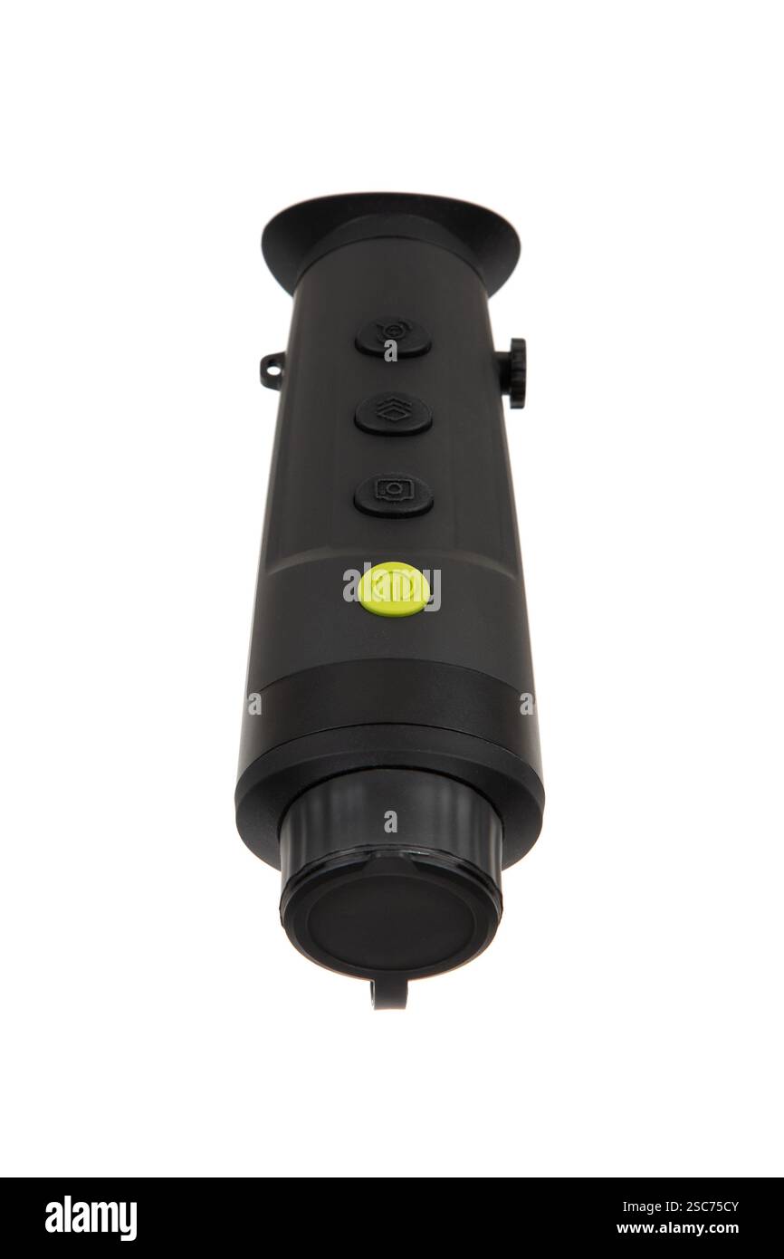 Thermal imaging monocular with lens cap, black body, multiple control ...